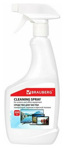 Чистящая жидкость-спрей BRAUBERG для экранов и офисной техникиуниверсальная500 мл513288