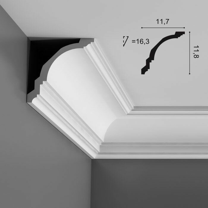 Карниз Гладкий Orac Decor CX106 Д200xШ11.7xВ11.8 см Лепнина из Дюрополимера / Орак Декор.