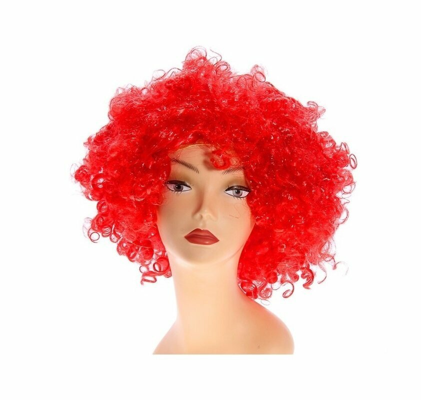 Парик карнавальный кудрявый МаскаПати красный