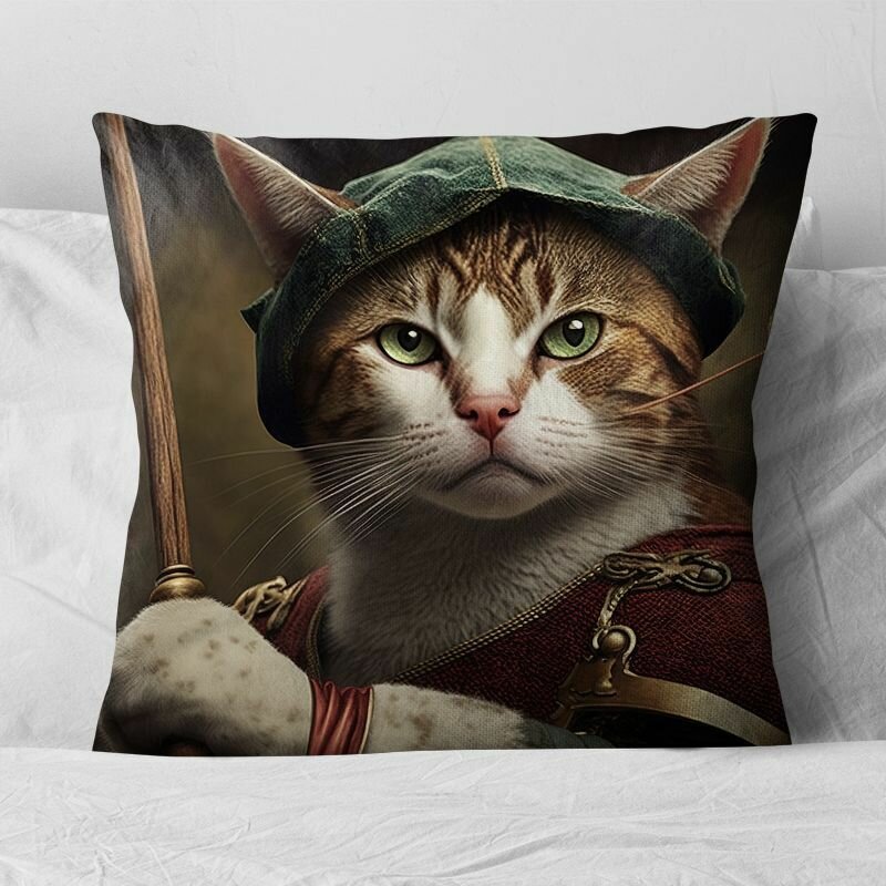 Подушка декоративная Робин Кот Живопись 40х40 велюр