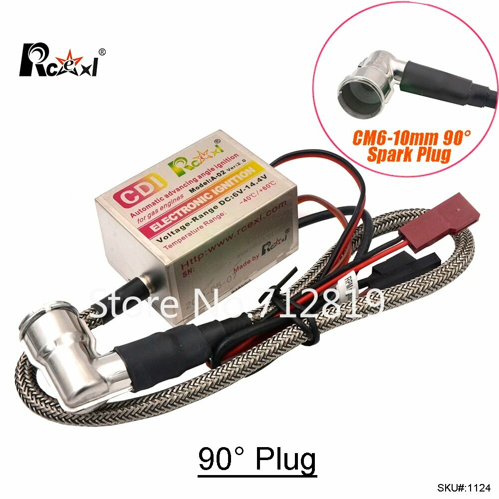 Rcexl Зажигание CDI CM6-10mm 90 или 120 градусов Свеча зажигания DLE газовый бензиновый двигатель для DLE20/DLE30/DLE55/CRRCpro GP26R/GP50R/DLE20RA Single 3 CM6 90