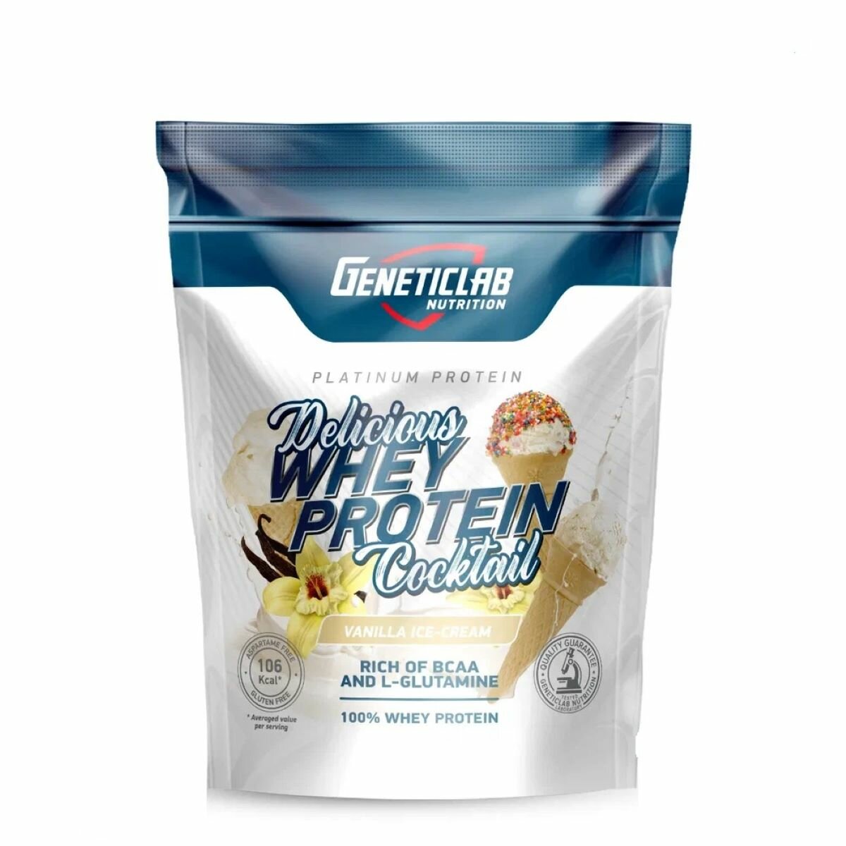 Сывороточный протеин GeneticLab Delicious Whey, ванильное мороженое, 900 г