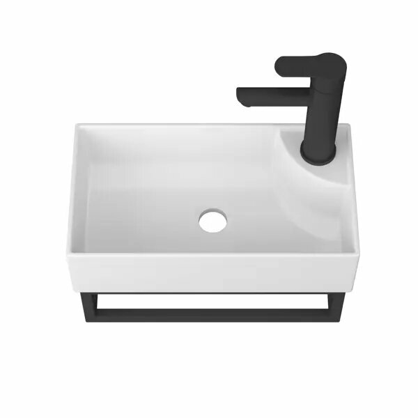 Комплект Smart 3 в 1 белая раковина 45 см со смесителем и подстольем цвет черный