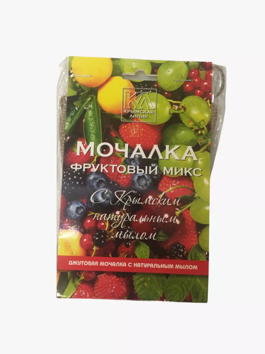 Мочалка джутовая с натуральным мылом «Фруктовый Микс»