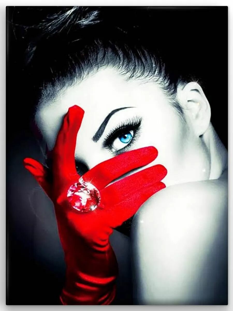 Алмазная мозаика на подрамнике 40х50/Черно-красные