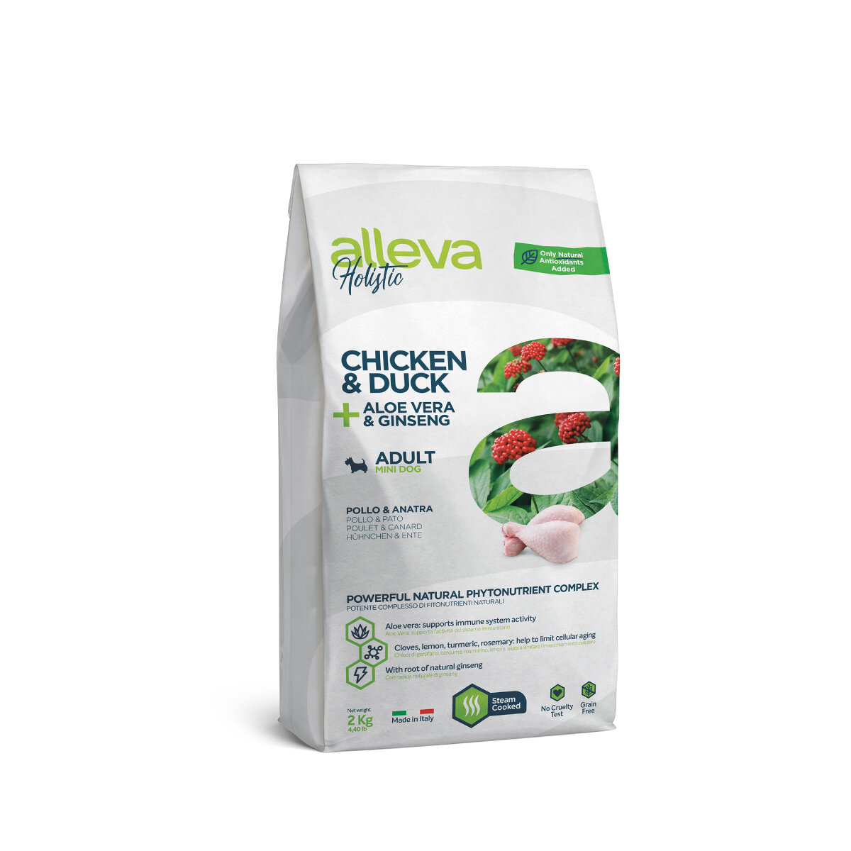 ALLEVA HOLISTIC Корм для взрослых собак с курицей и уткой. Мини 2 кг