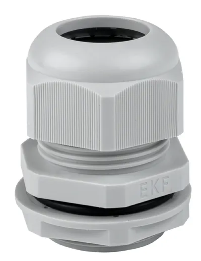 Сальник EKF / ЕКФ PROxima для ввода кабеля в щитовое оборудование, пластик серый, степень защиты IP54, резьба PG 29 с шагом 1.59мм, диаметр 18-25мм / электрика