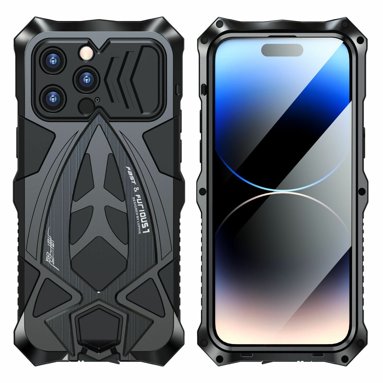 360 Металл полностью защищенный сейсмический корпус для iPhone 14Pro Max (6.7")