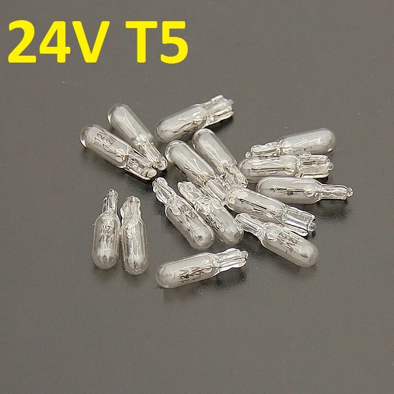 Лампочка 24 В, T5, 1,2 Вт, 12 В, лампочка для приборной панели, лампочка для защиты салона 24V