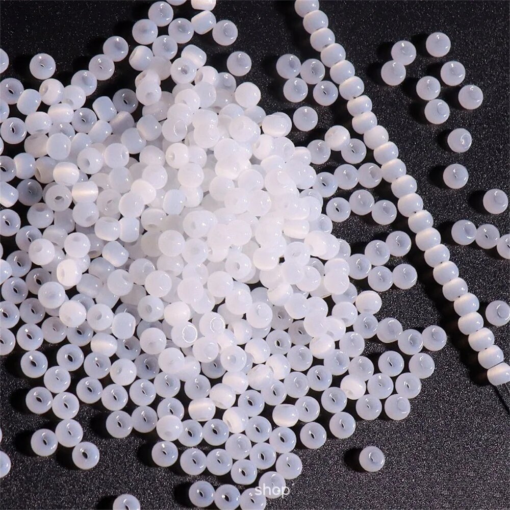 Бусины «кошачий глаз» itube 4 мм, стеклянные Белый, Jade White10