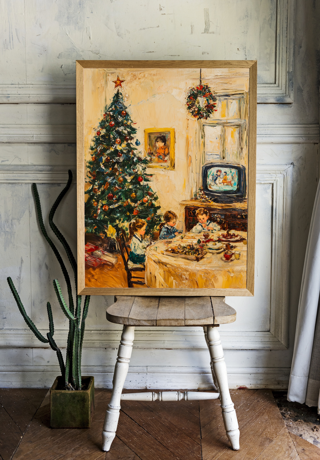 Постер "Новогодний уют в гостиной" 40x50 без рамы