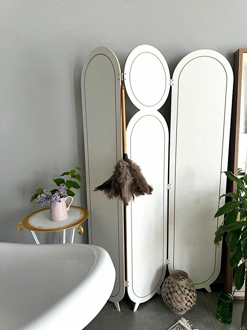 Ширма перегородка для зонирования комнаты. Для салона красоты. Модель "Ovale" 175*120 см