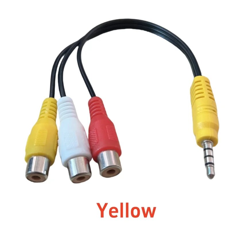 Кабель-адаптер 3,5 мм на 3 RCA (гнездо) для подключения видеосигнала AV к телевизорам TCL, красный, белый и желтый (1 шт.)