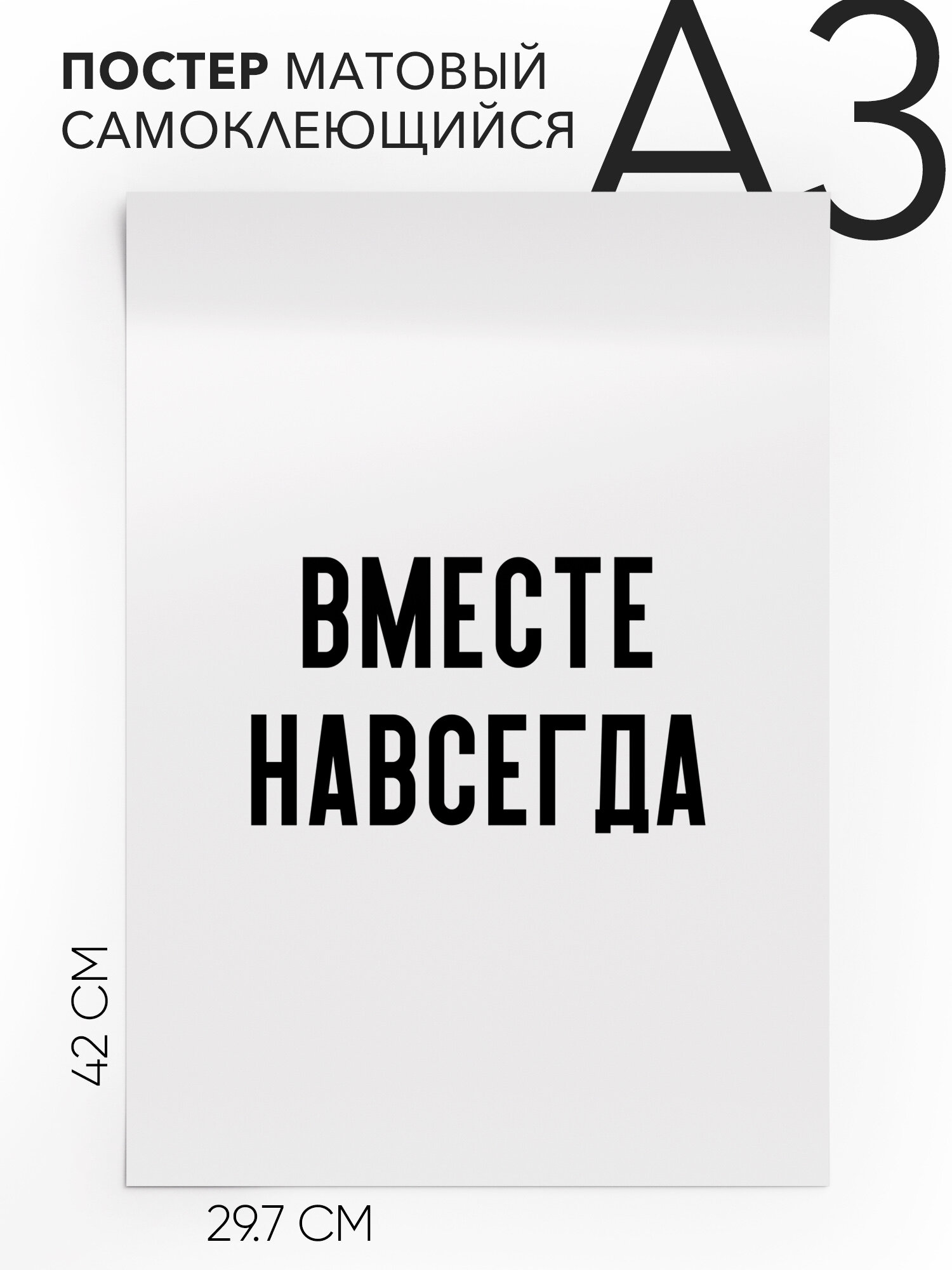Плакат, постер на стену - Вместе навсегда, Самоклеящийся, 30х40, А3