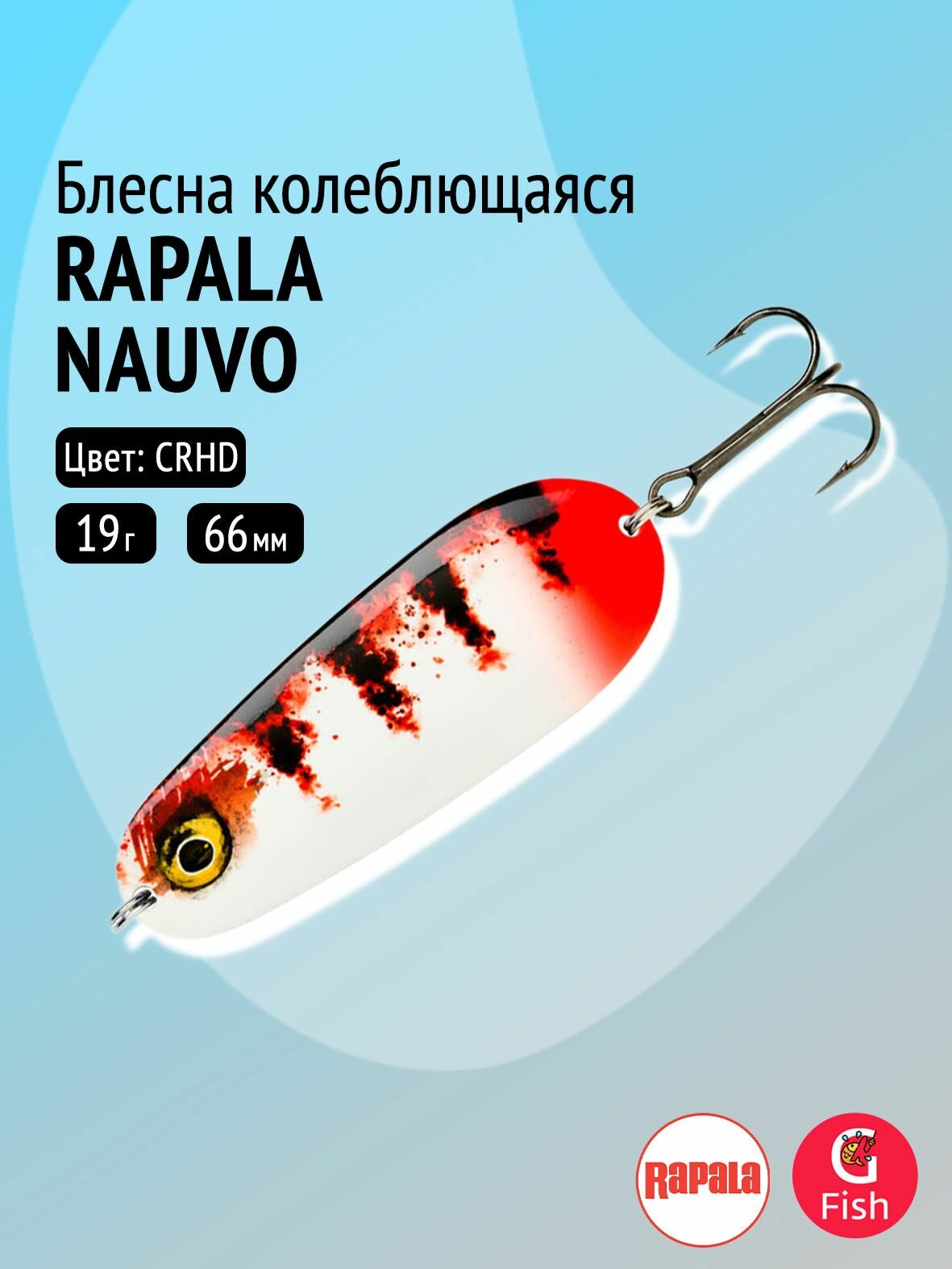 Блесна для рыбалки колеблющаяся RAPALA Nauvo 19 /CRHD