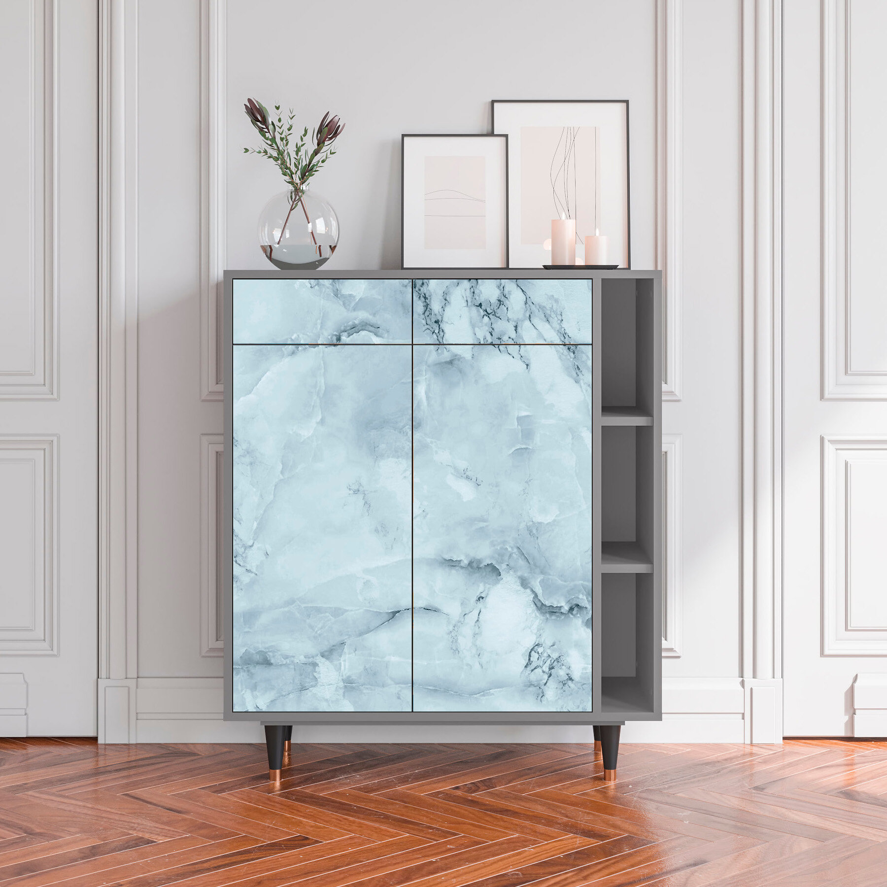 Комод - STORYZ - BS6 Glacial Colour, Размер - 94 x 110 x 41 см, Цвет корпуса - , Серый