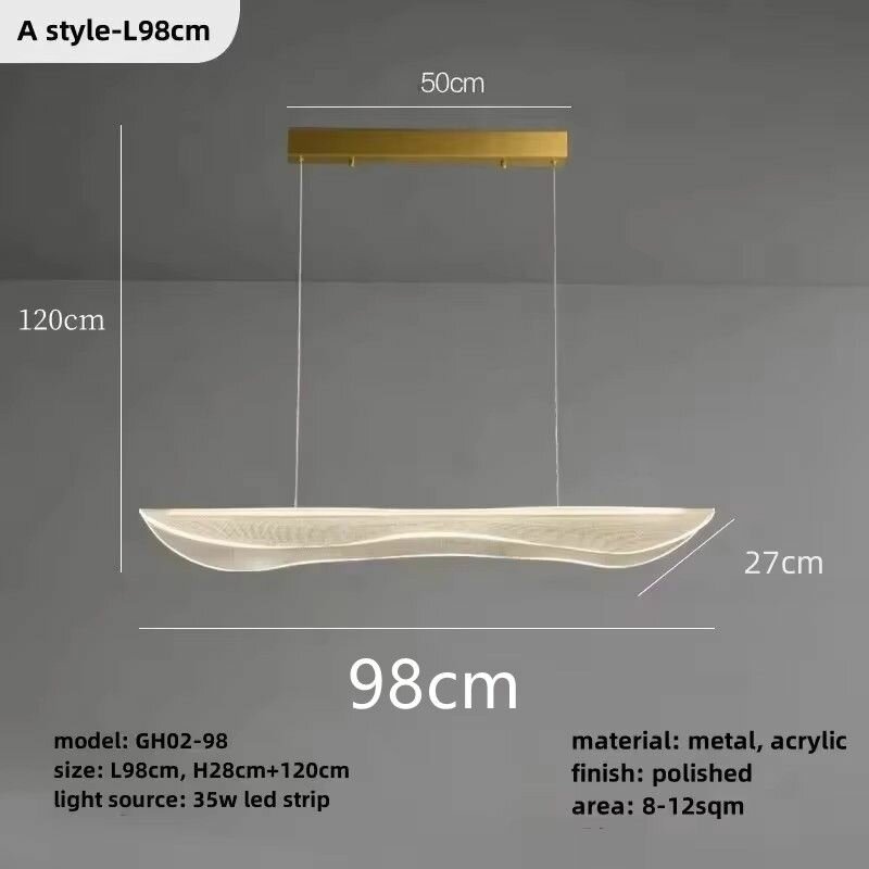 Длинная люстра для освещения стола