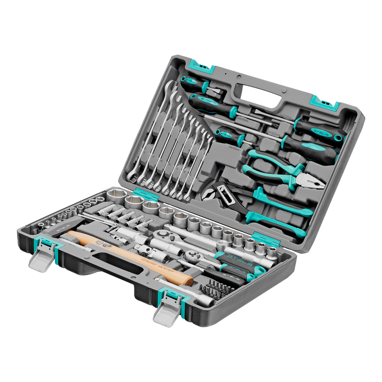 Набор инструментов, 1/2", 1/4", CrV, пластиковый кейс 76 предметов Stels 14104