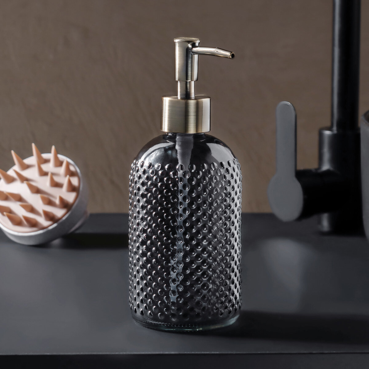 Дозатор для мыла стеклянный 410 мл Barentsevo more Moroshka цвет Серый