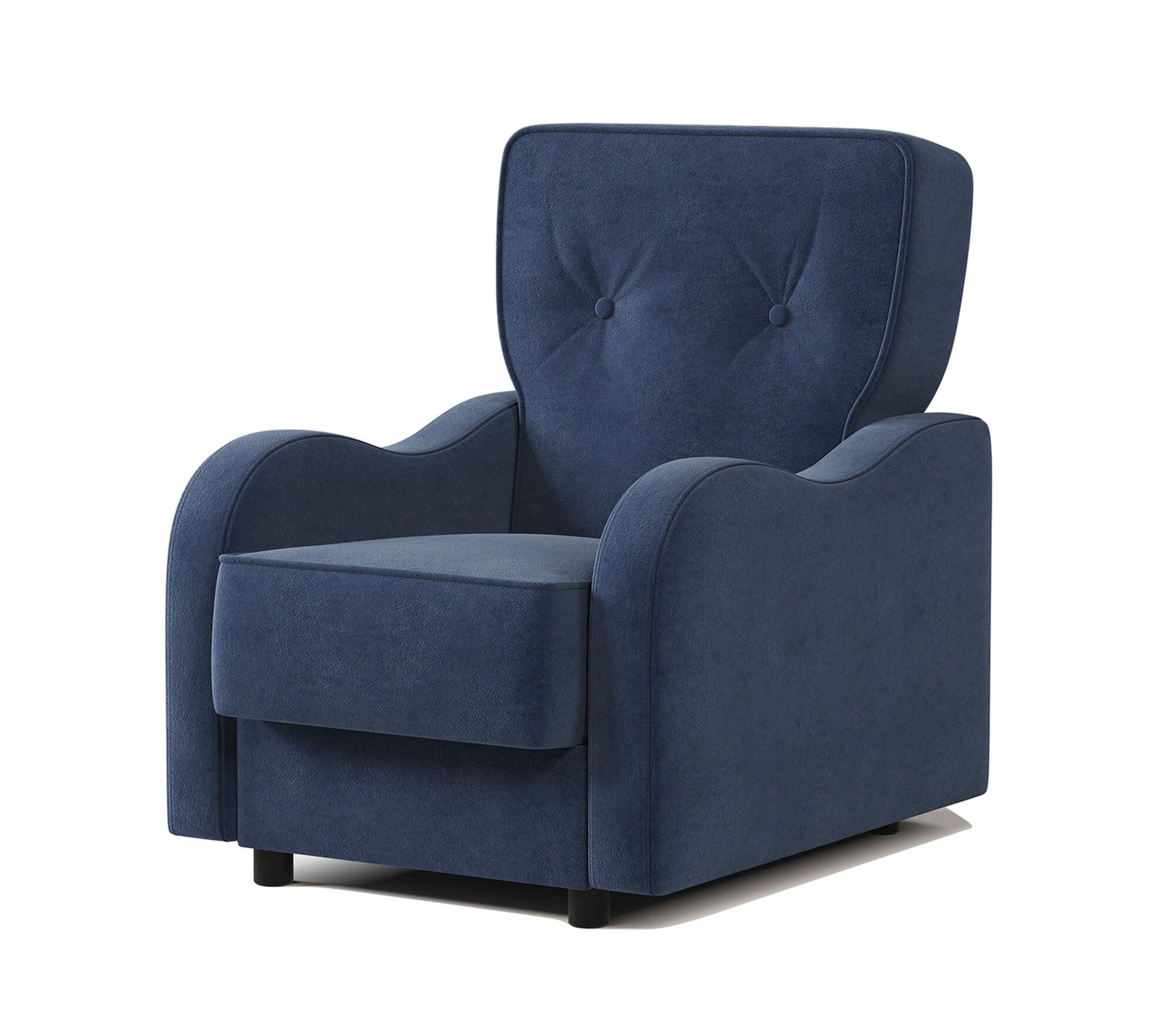Кресло Шарм-Дизайн Классика В, мягкое для дома и отдыха, с подлокотниками, велюр Ультра миднайт