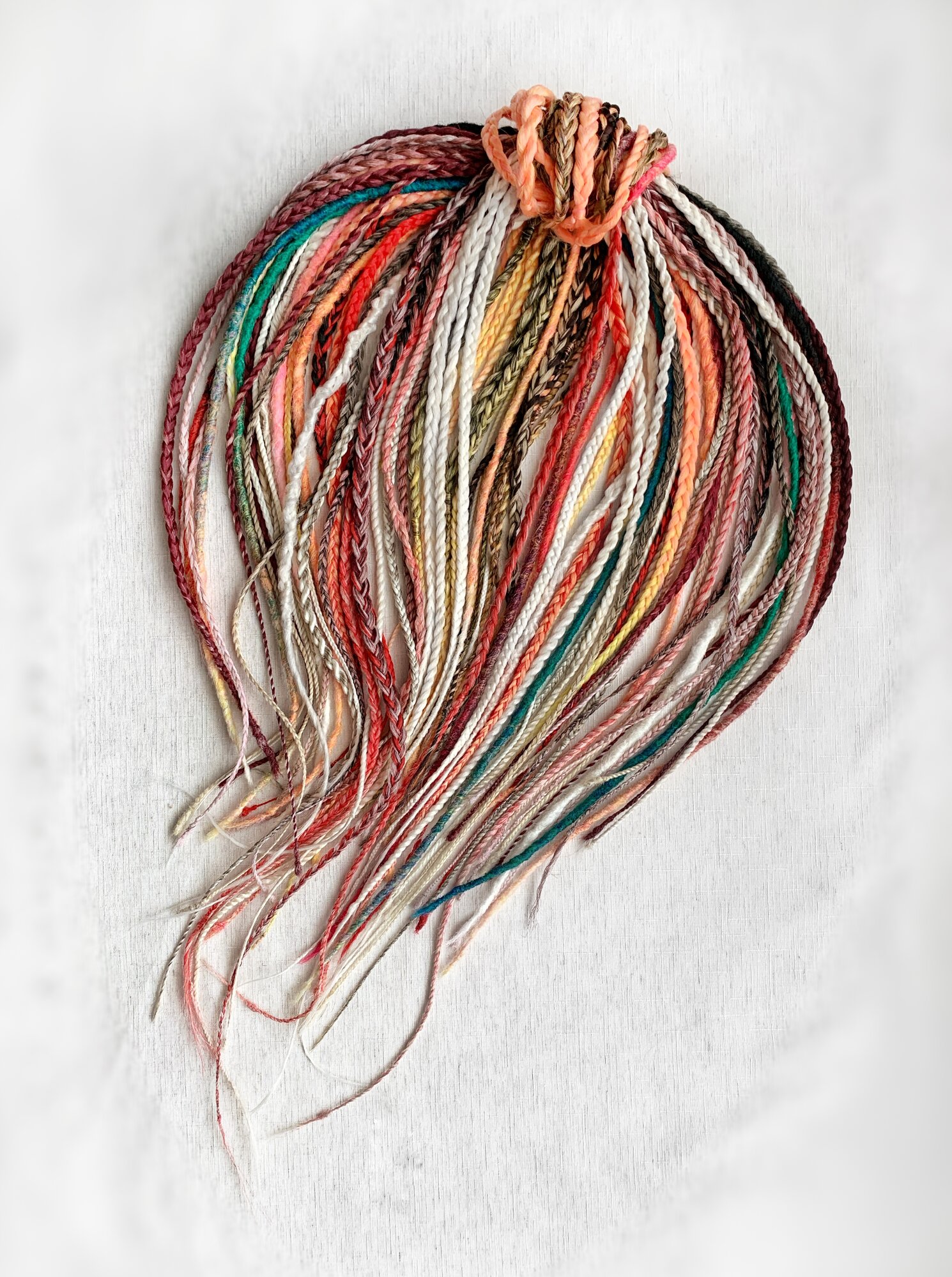 Микс комплект де кос и дред пушап, супер софт, неоновый оранжевый/розовый, ручная работа, 55-70см