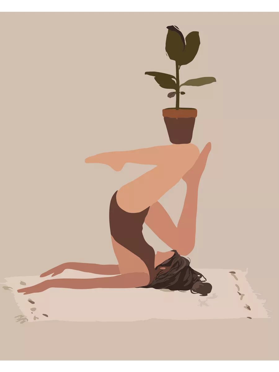 Стильные картины по номерам абстракция Leonardo Daivinchik "йога и фикус", холст на подрамнике, 40х50 см