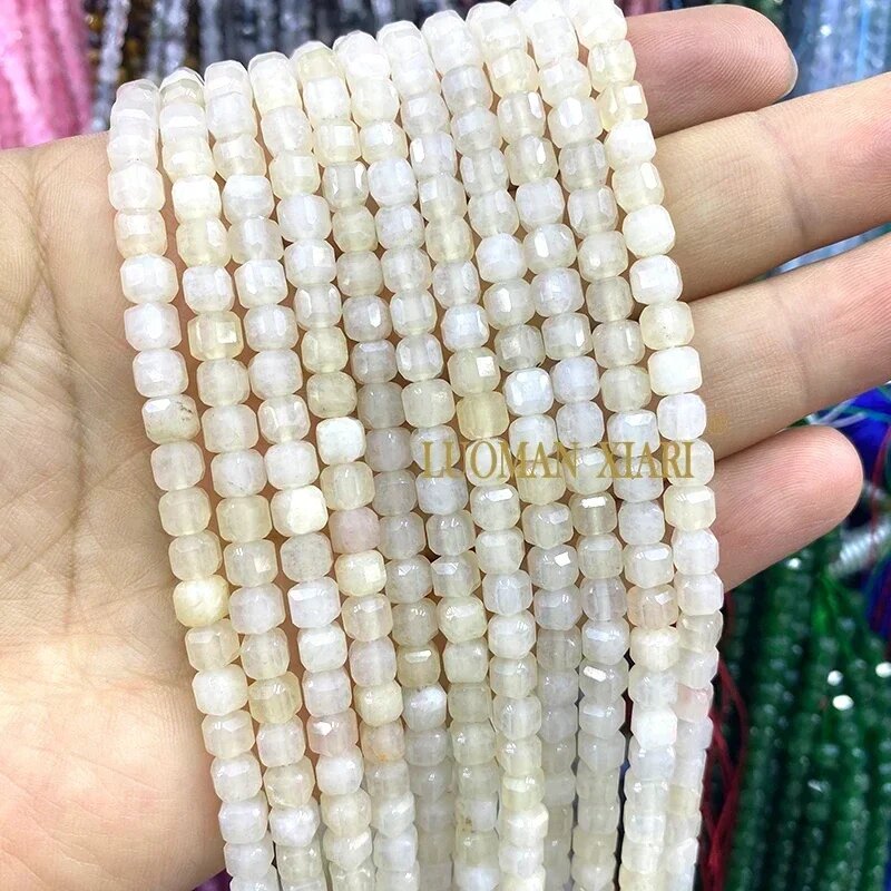 Натуральные бусины янтарь халцедон LUOMAN XIARI 5 мм Белый, 5x5mm 58-60pcs, light yellow