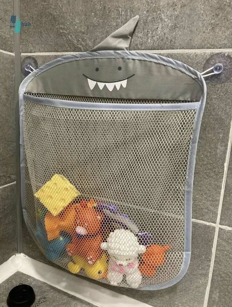 Сетка для хранения игрушек, нейлон, крепление на присоски, серый, белый