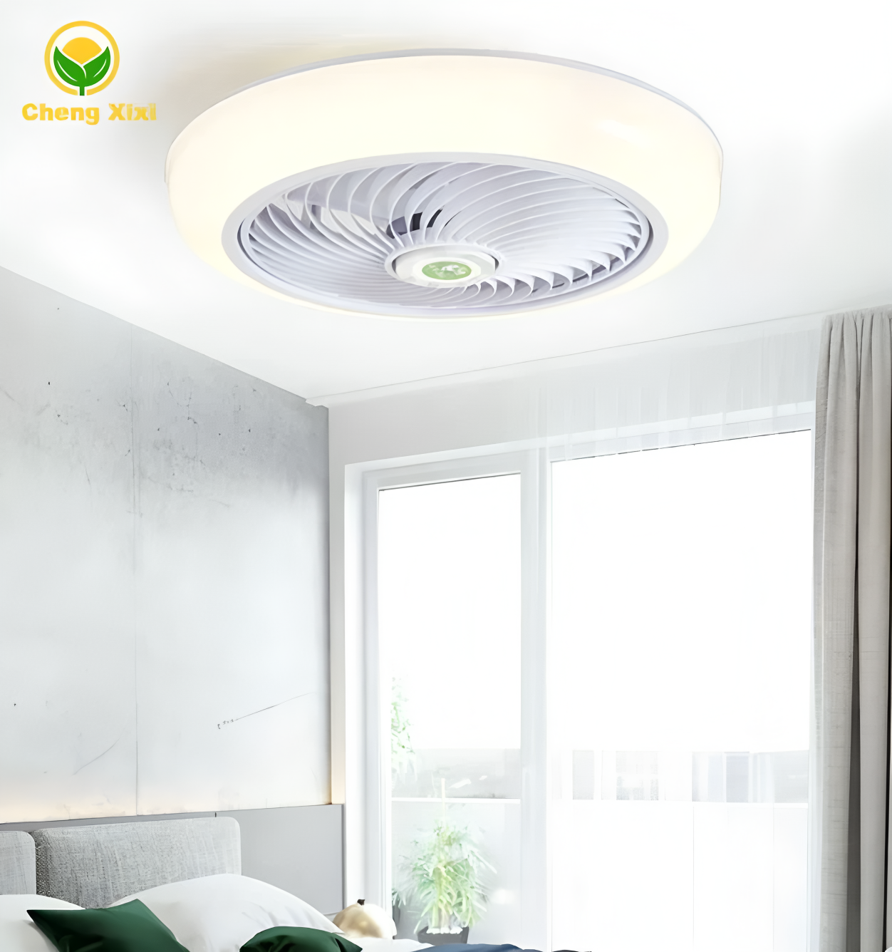 Умный потолочный вентилятор, скандинавский дизайн, белый, 90Вт