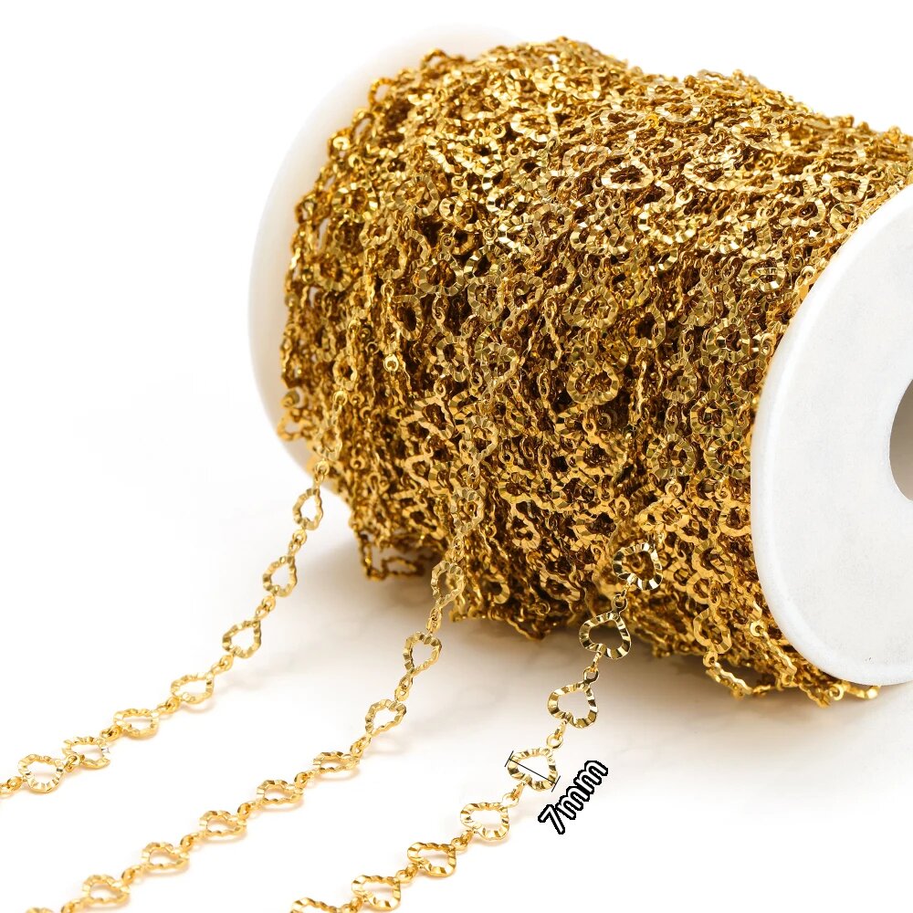 Цепь Semitree золотистого цвета с сердцем, 6 мм