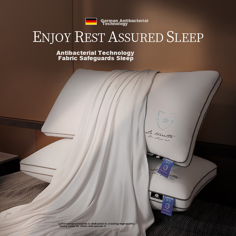 La Torretta Pillow Core, Cervical Pillow, Hotel Pillow Core, One Pair, 60S Pure Cotton Soybean, Deep Antibacterial And Anti-Mite Sleep Medium Pillow