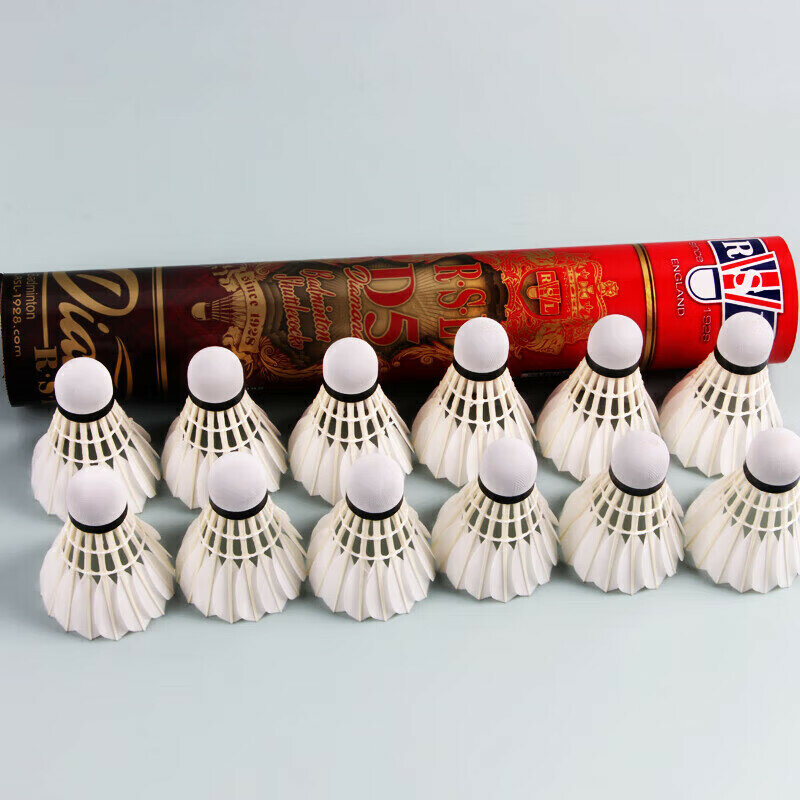 RSL Badminton D5 Goose Feather Professional Competition Durable Stable 77 Speed 1 Tube 12 Pieces
