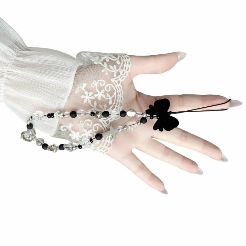 Цепочка для мобильного телефона sweet cool girl чехол на шнурке новый ремешок камеры запястье-черный бант