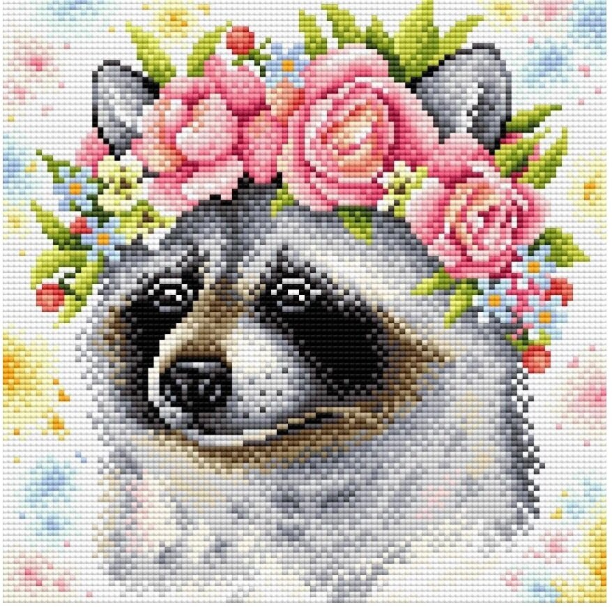 Алмазная мозаика Без подрамника "Енот" 27*27 см, Brilliart (МП Студия), алмазная вышивка