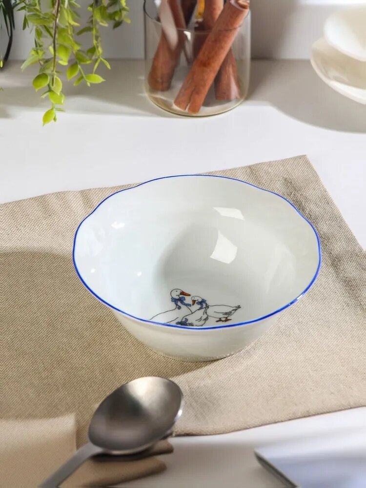 Салатник фарфор 1000 мл , Гуси, Добрушский фарфоровый завод