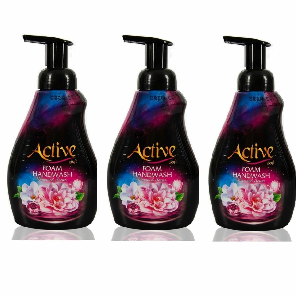 Active Жидкое пенка-мыло для рук, Черный бриллиант, 500 мл, 3 шт