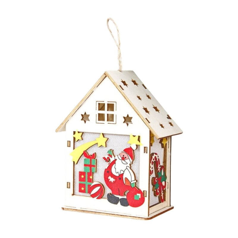 Рождественские принадлежности деревянная светящаяся цветная хижина украшения для деревянного дома Рождественская елка кулон