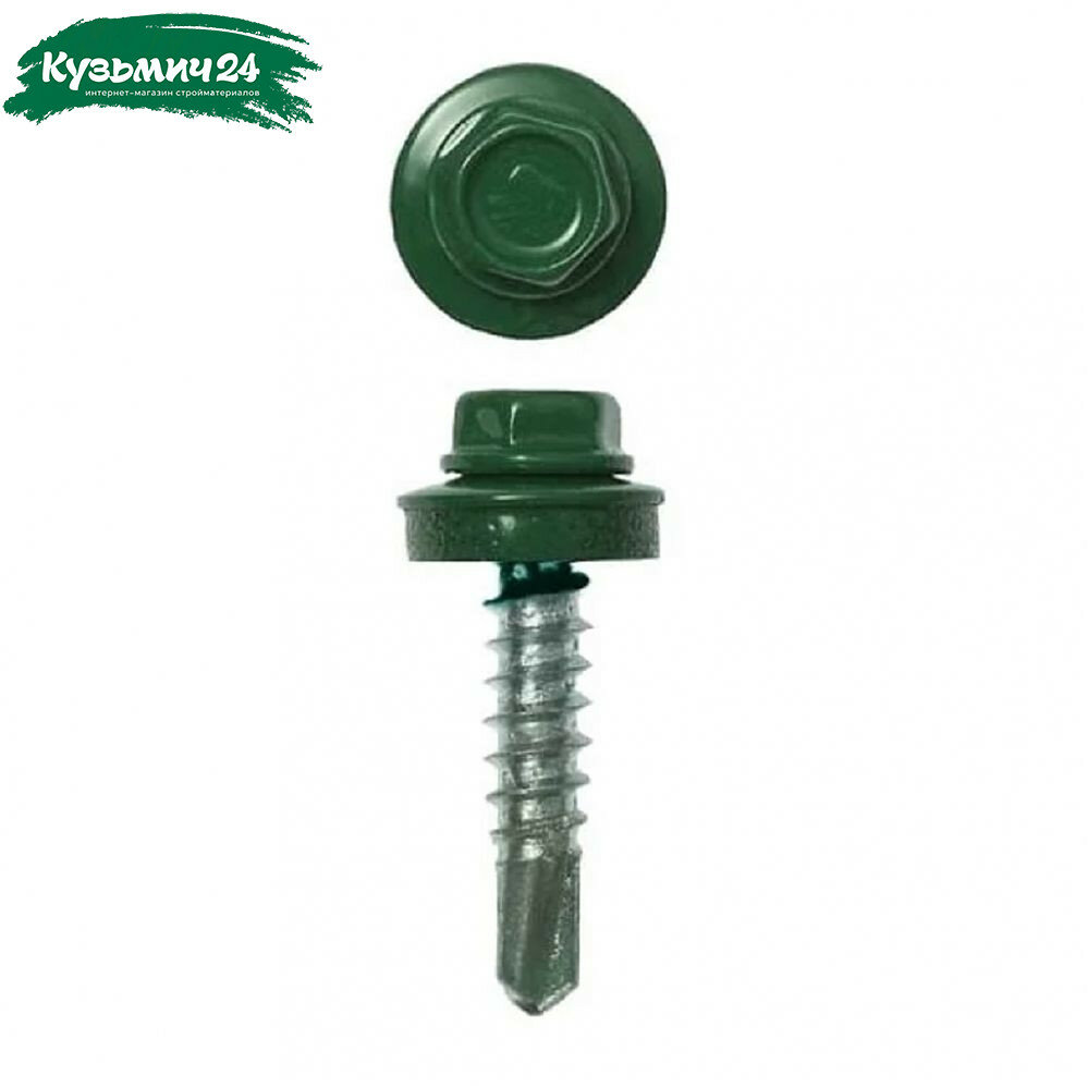 Саморез кровельный Жесть 4,8х35 мм, RAL6005 темно-зеленый, 80 шт. в упаковке