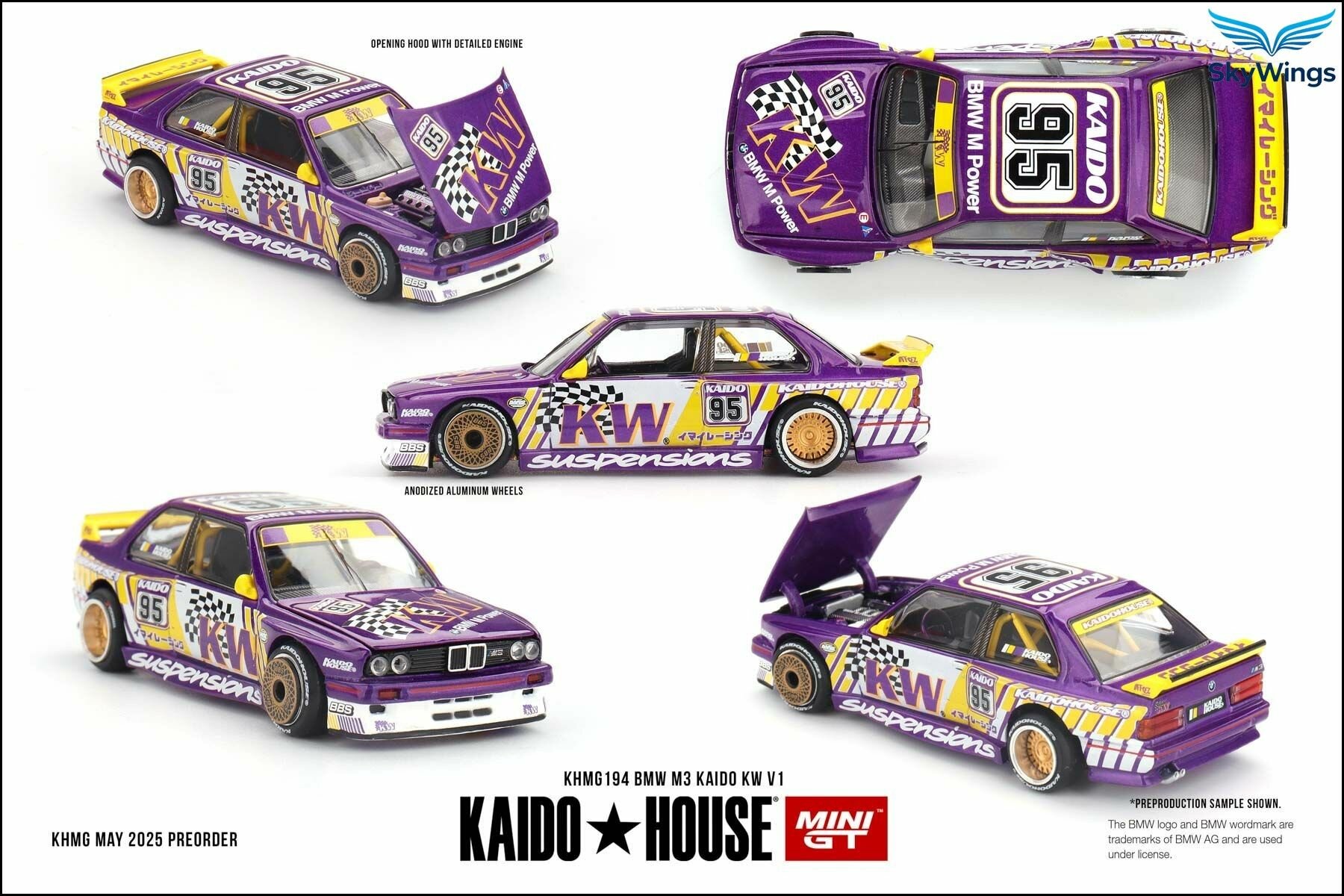 Эксклюзивная коллекционная модель BMW M3 Kaido KW V1 1:64 от MINI GT, литая машинка KAIDO HOUSE khmg194