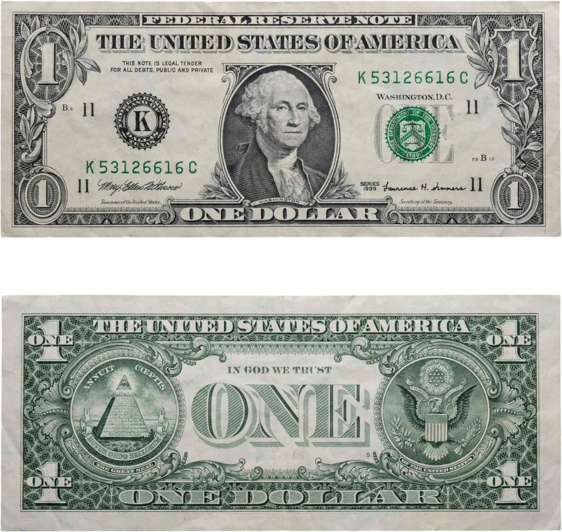 США 1 доллар 1999 год Pick 504 K-Даллас