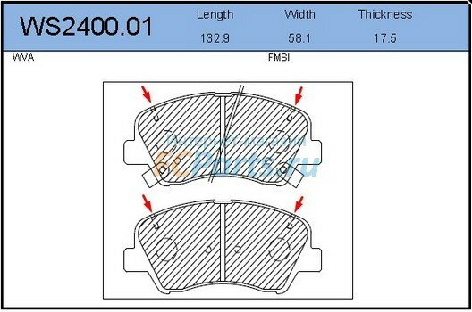 Тормозные колодки передние Hyundai Solaris/Kia Rio (с отв. для пружин) WS240001