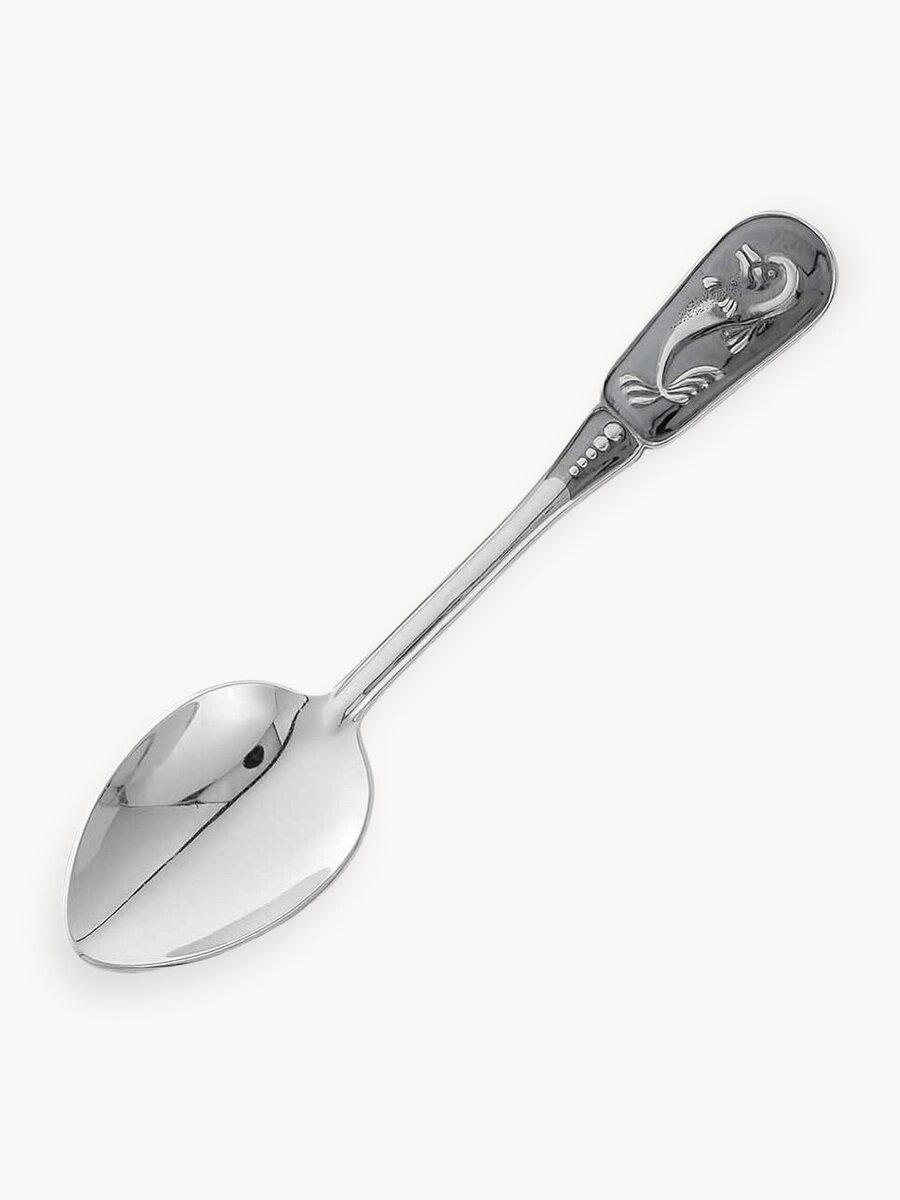 Ложка кофейная «дельфин» Красная Пресня бижутерия, покрытие - серебрение с оксидированием, без вставок