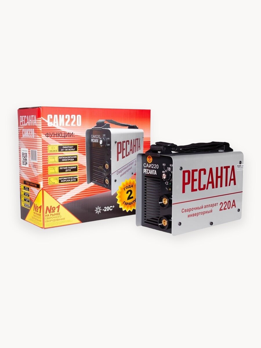 Инверторный сварочный аппарат РЕСАНТА САИ-220, 7,8кВА, 140-260В, 260А, 4,44 кг