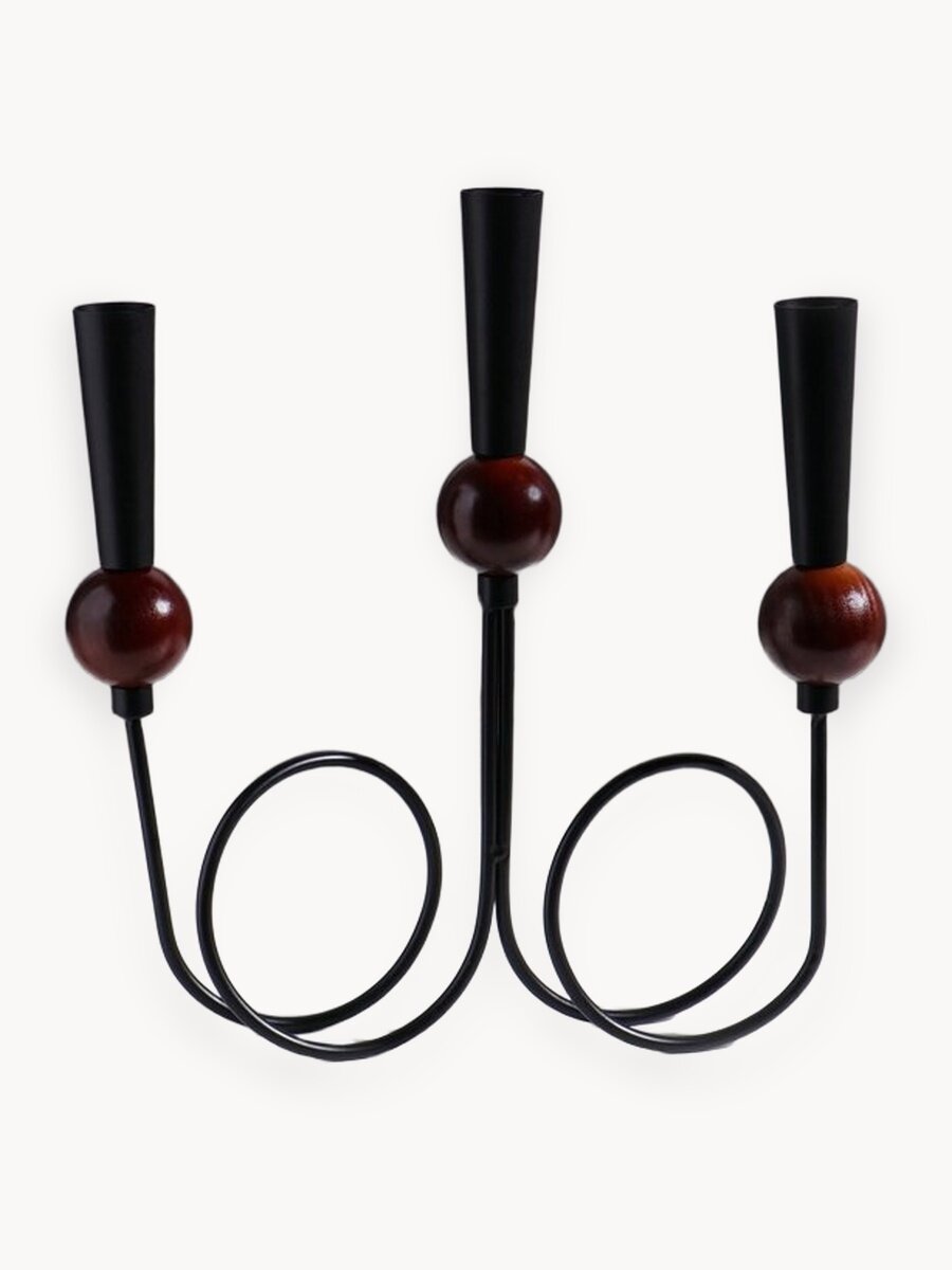 Подсвечник на 3 свечи «Канделябр. Параллельные вселенные», d=2.2 см, чёрный, 25×3.5×27.3 см