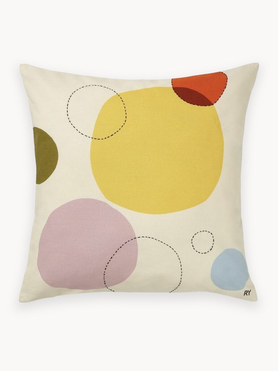 Наволочка декоративная 50x50 см 2 шт орнамент-круги разноцветный IKEA ANGSMATARE энгсмэтаре