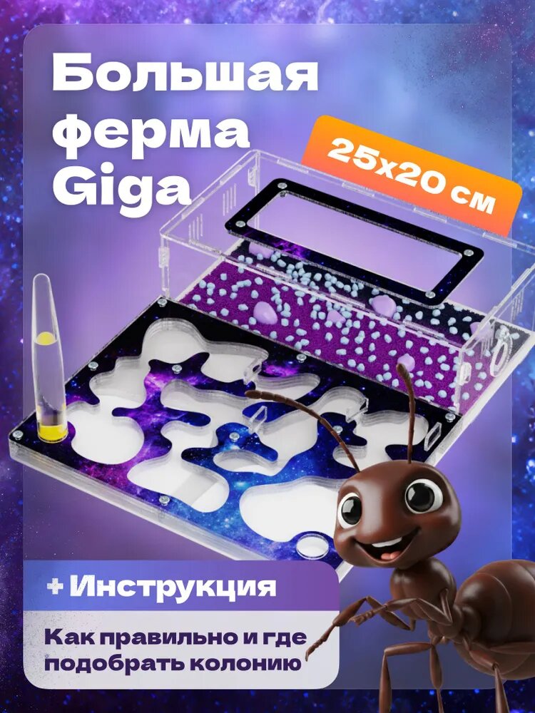Большая муравьиная ферма GIGA. Корм и Декор Корм в комплекте/Формикарий для муравьев