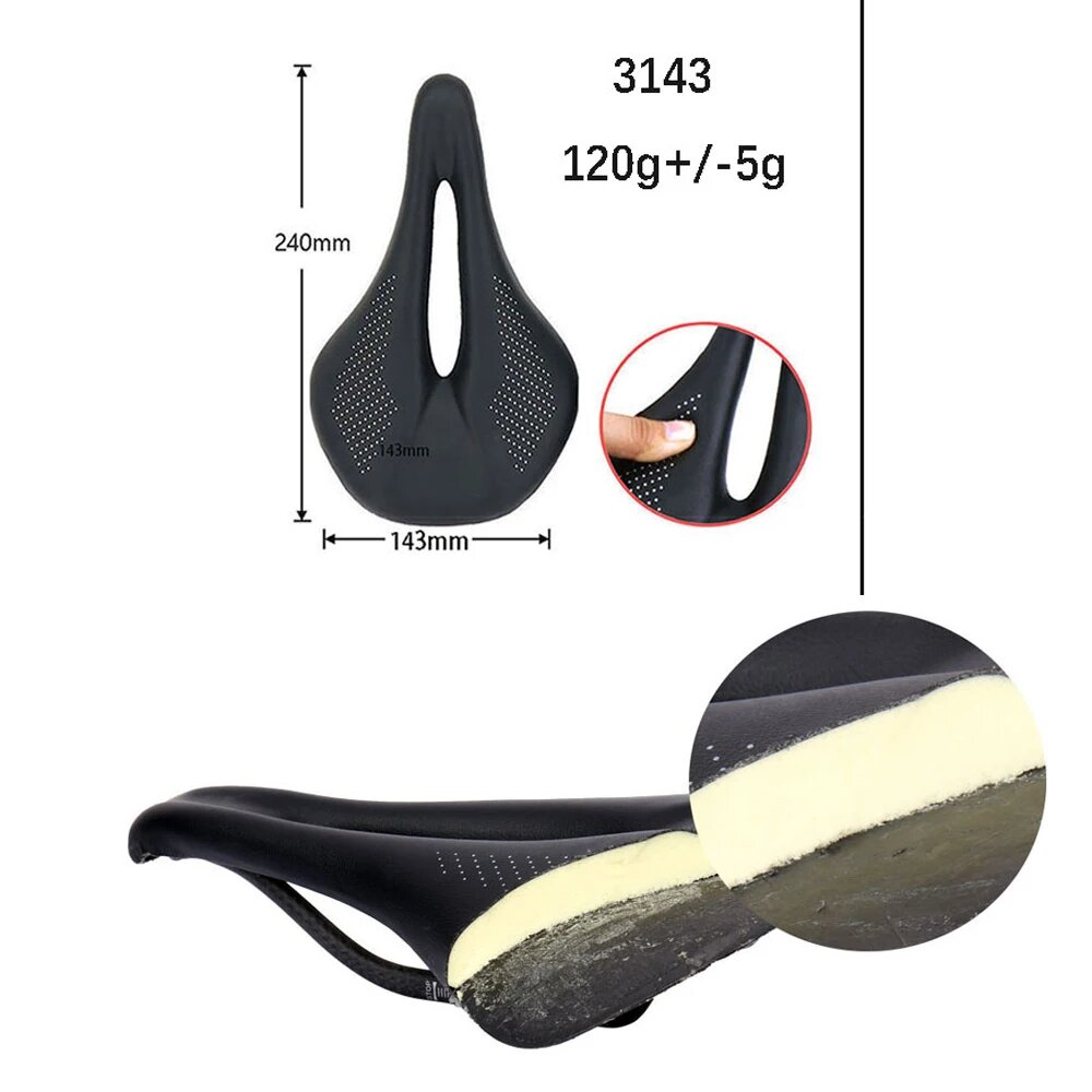 Полностью карбоновое велосипедное седло MTB/дорожное велосипедное седло Сверхлегкая дышащая удобная подушка сиденья 120 г