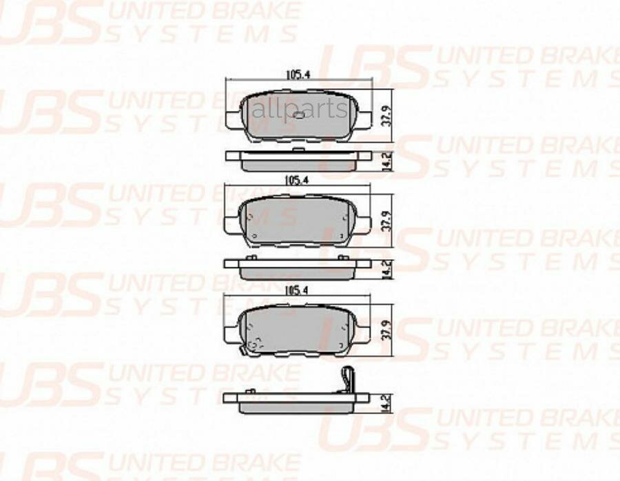 UBS B1105002 Тормозные колодки NISSAN QASHQAI 07-/11-/14-/X-TRAIL 01-/07-/TIIDA/JUKE/SUZUKI GRAND VITARA задние