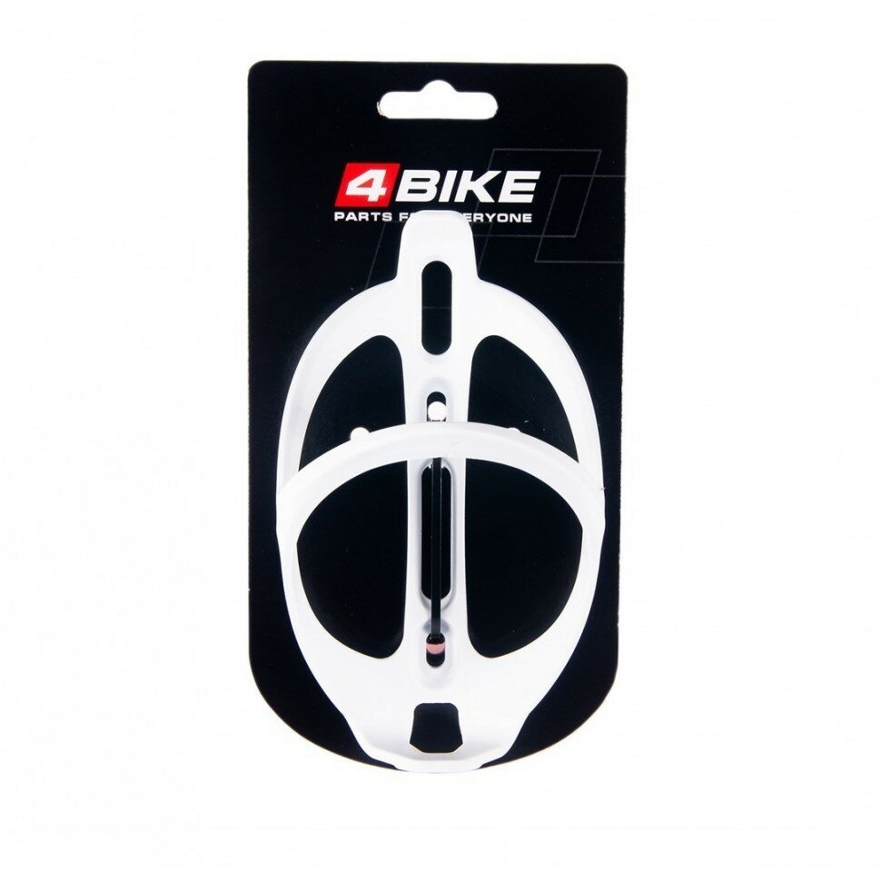 Флягодержатель, пластик 4BIKE 045, белый, в инд. упаковке.