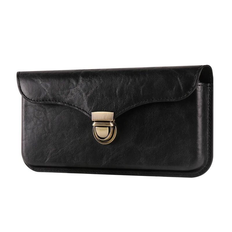 Универсальный кожаный чехол для смартфона 4,7-6,7 дюйма, чехол-кобура с черный, 16.5cm-8.5cm-1.5cm